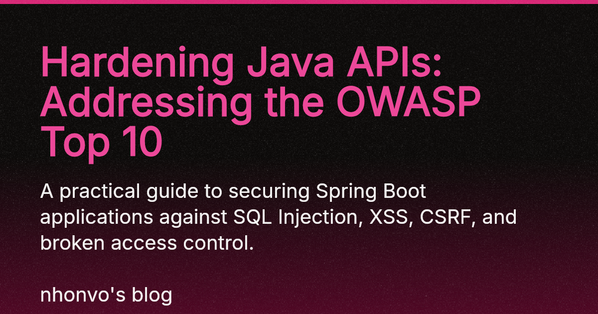 Hardening Java APIs: Addressing the OWASP Top 10