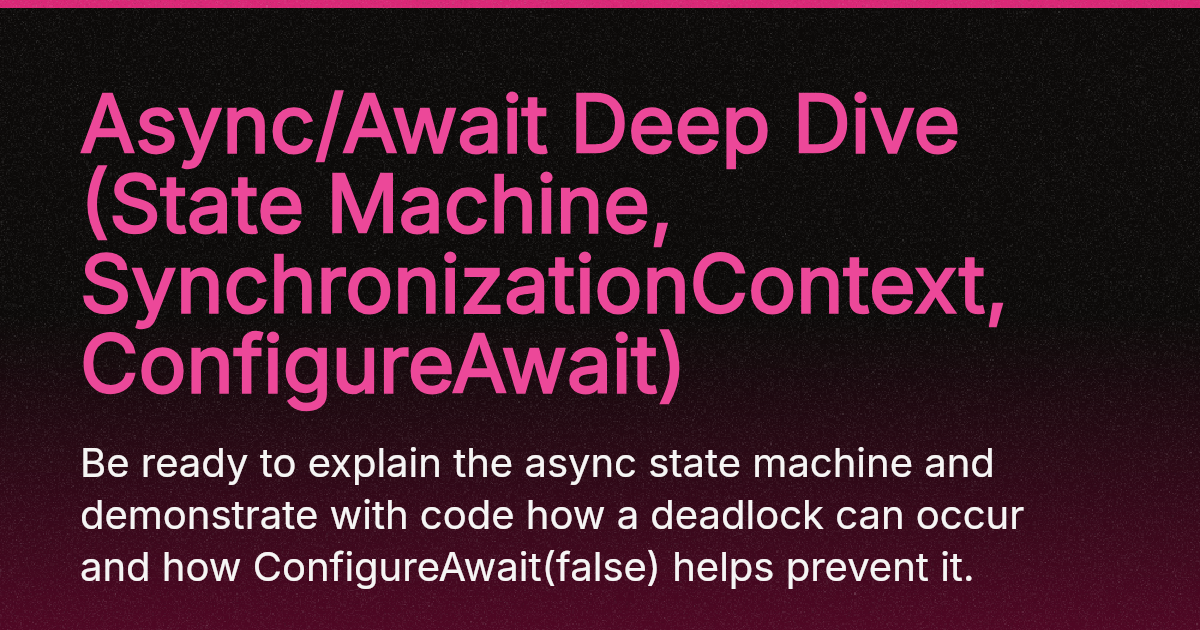 Async/Await Deep Dive (State Machine, SynchronizationContext, ConfigureAwait)