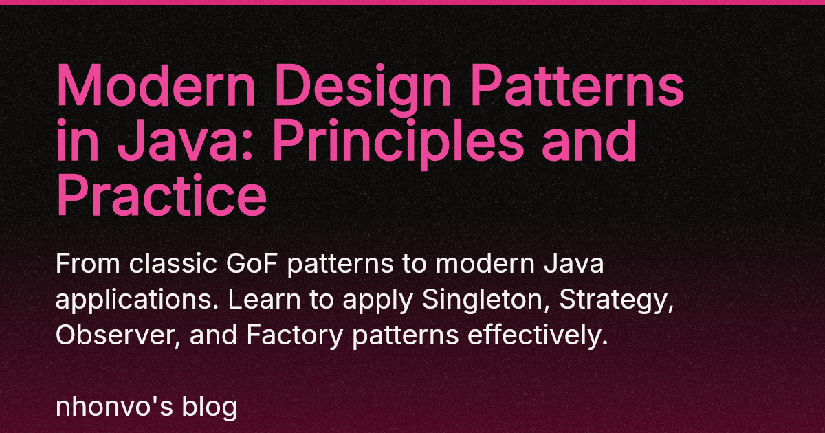 Modern Design Patterns in Java: Principles and Practice