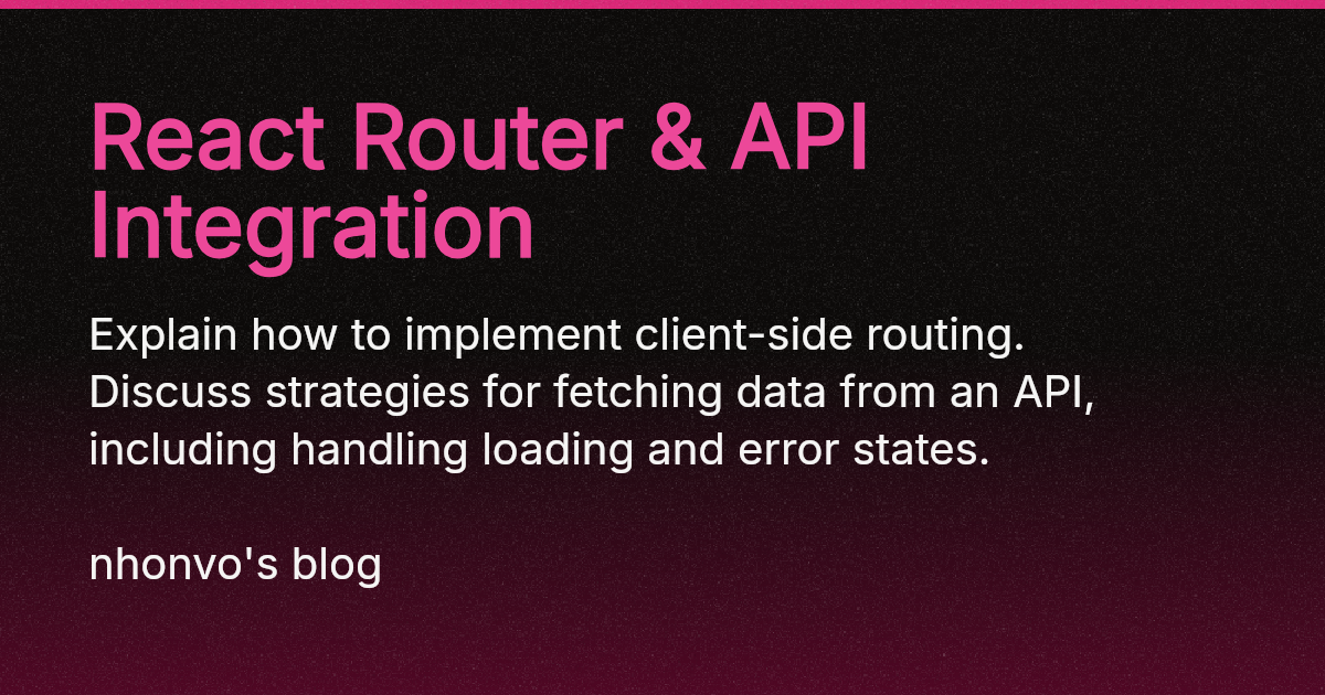 React Router & API Integration