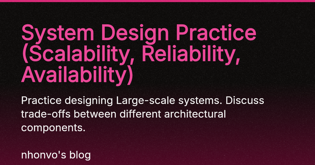 System Design Practice (Scalability, Reliability, Availability)