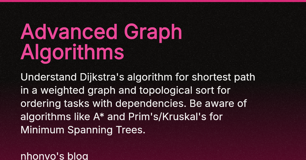 Advanced Graph Algorithms