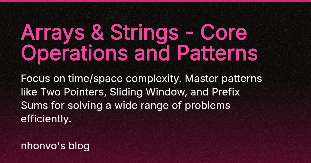Arrays & Strings - Core Operations and Patterns
