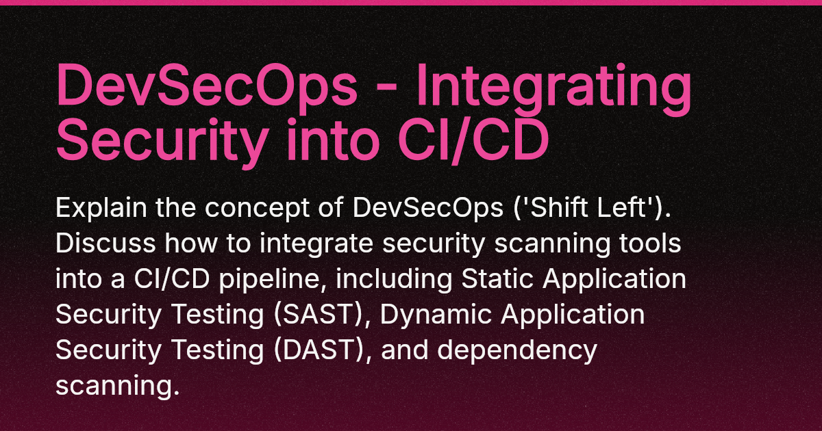 DevSecOps - Integrating Security into CI/CD