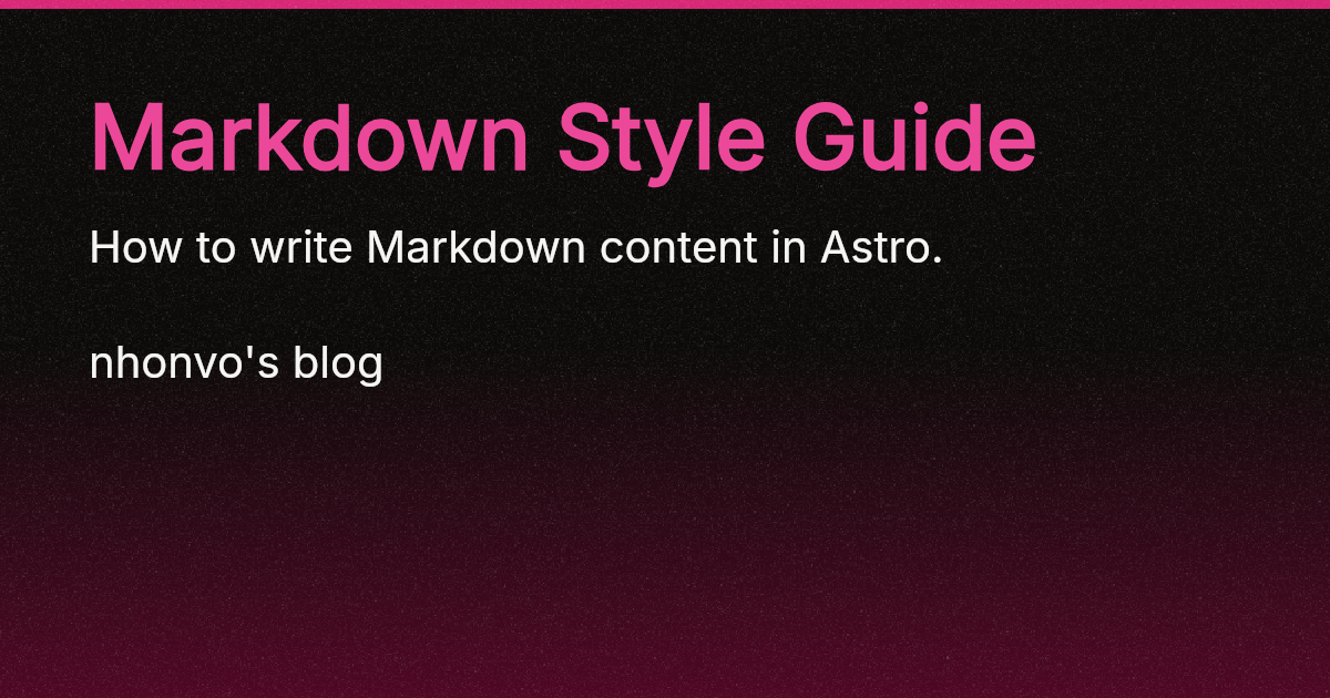 Markdown Style Guide
